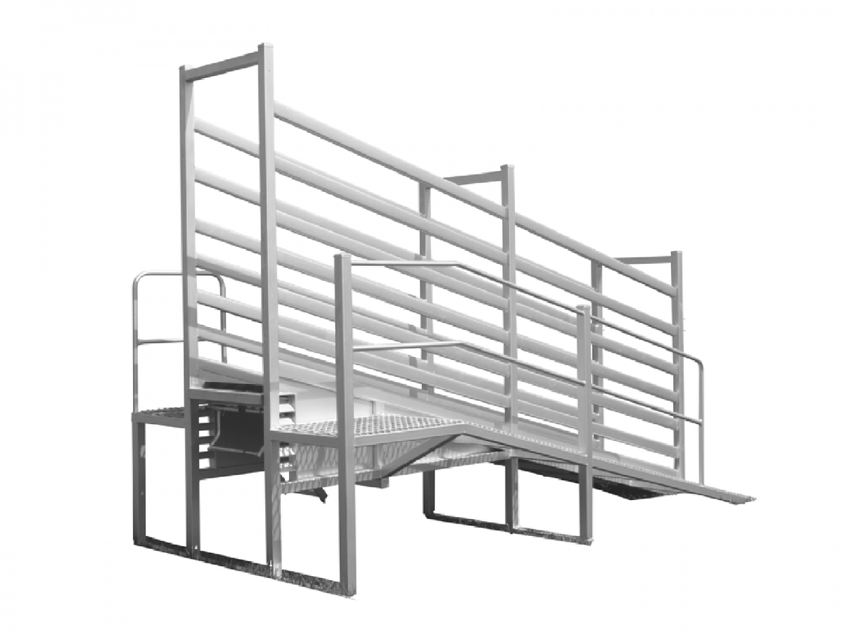 4.0m Adjustable Loading Ramp with Platform & Walkway - Budget Steel