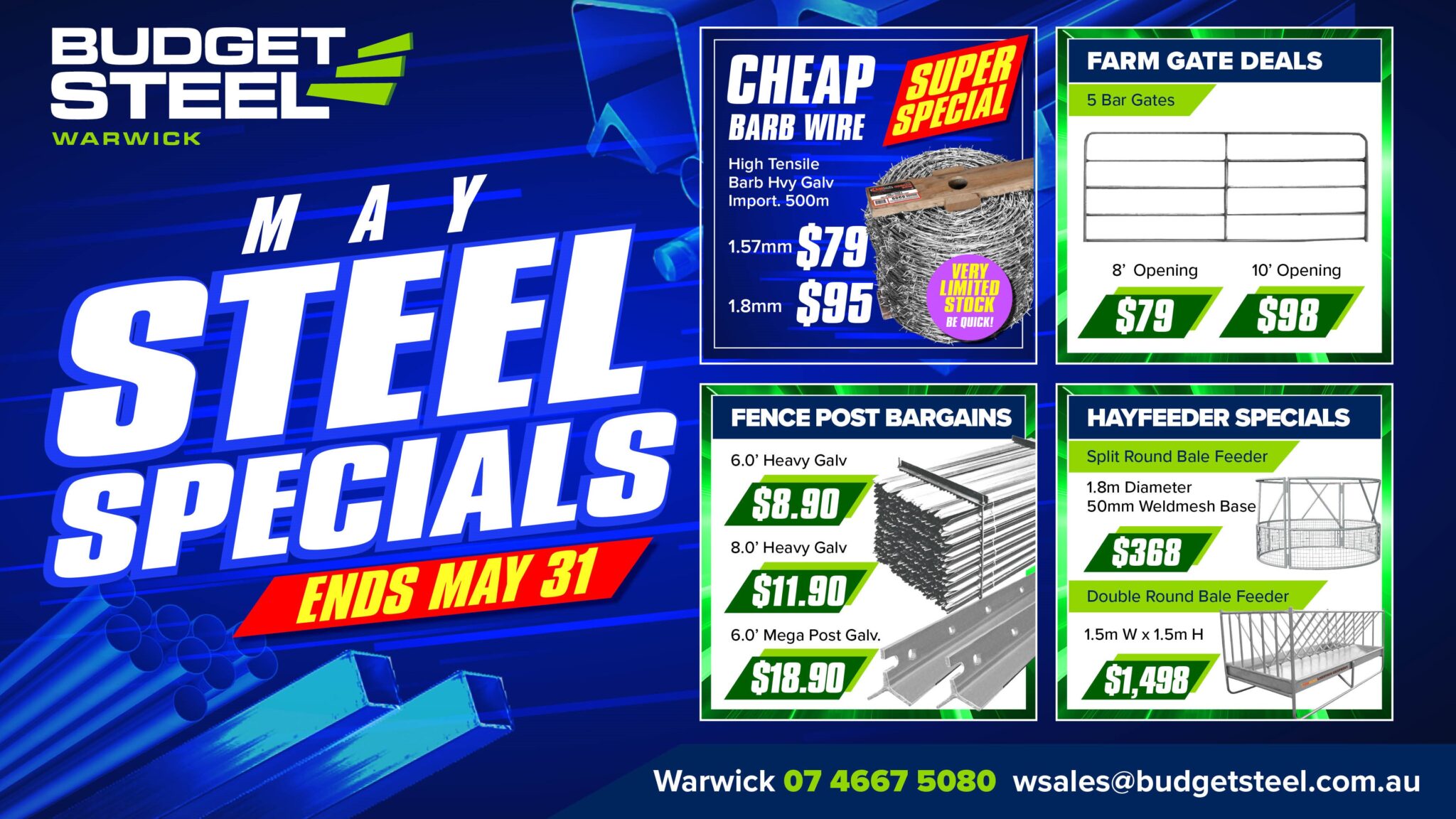 Budget Steel Current Specials - Get the latest Bargains now!