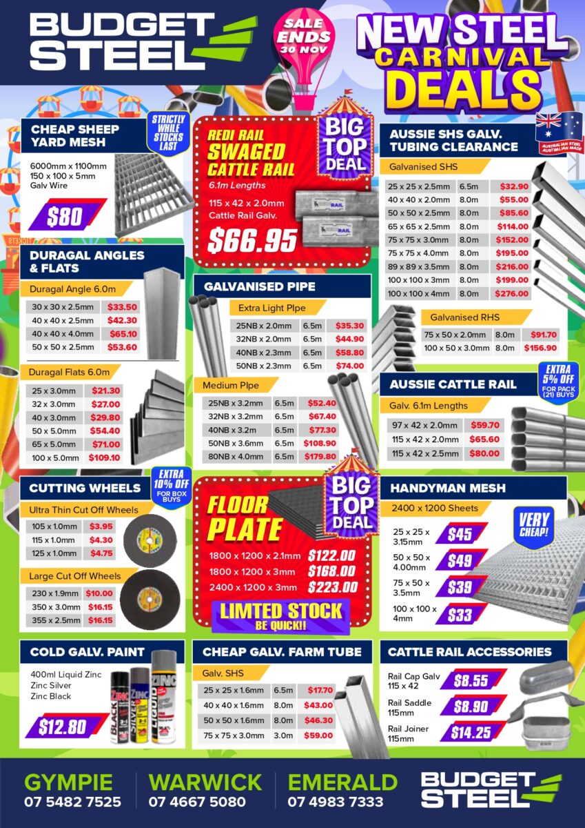 Budget Steel | November Specials - Steel Carnival Sale